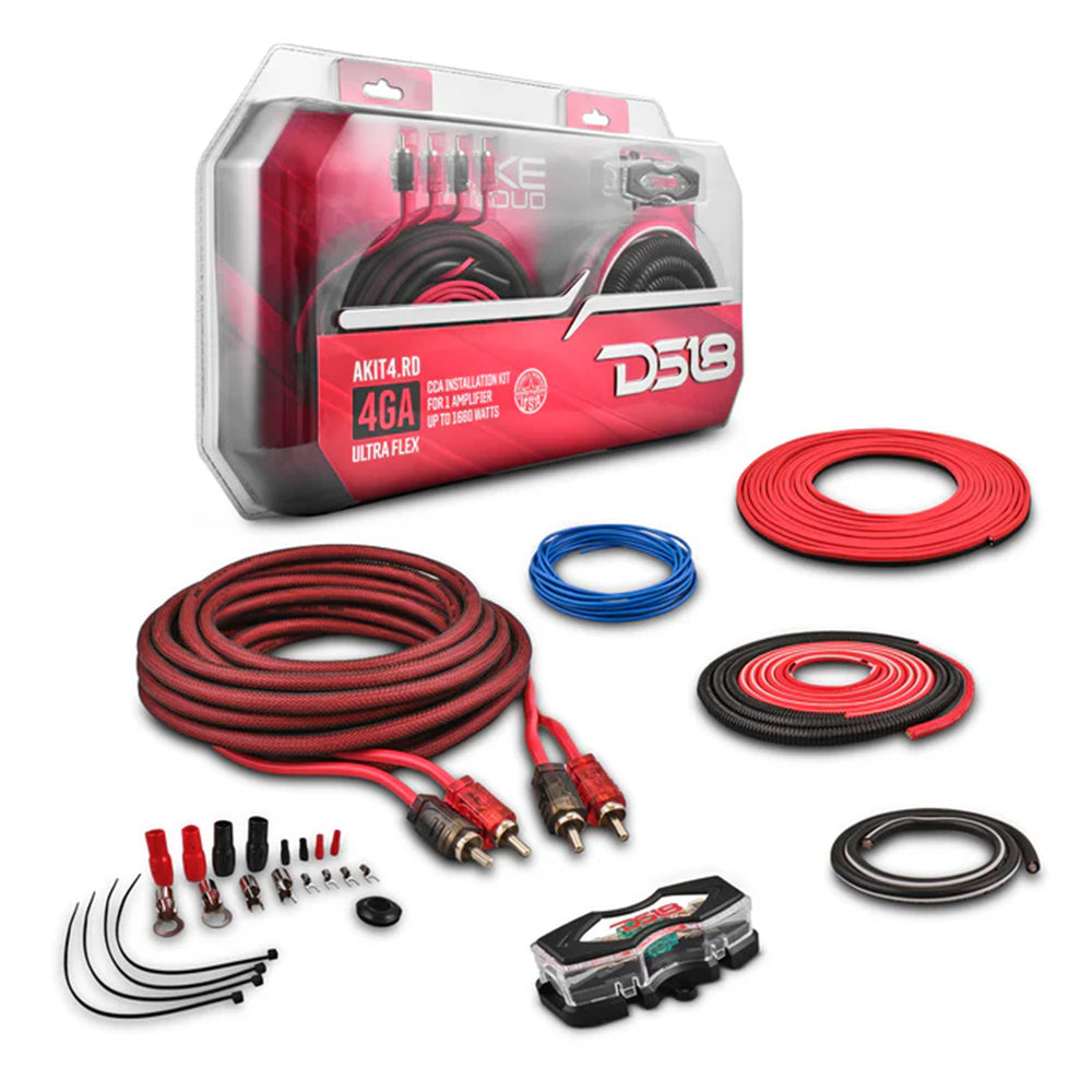 DS18 4 Gauge Amplifier Wiring Kit Installation Red CCA 4 Gauge 1680W A