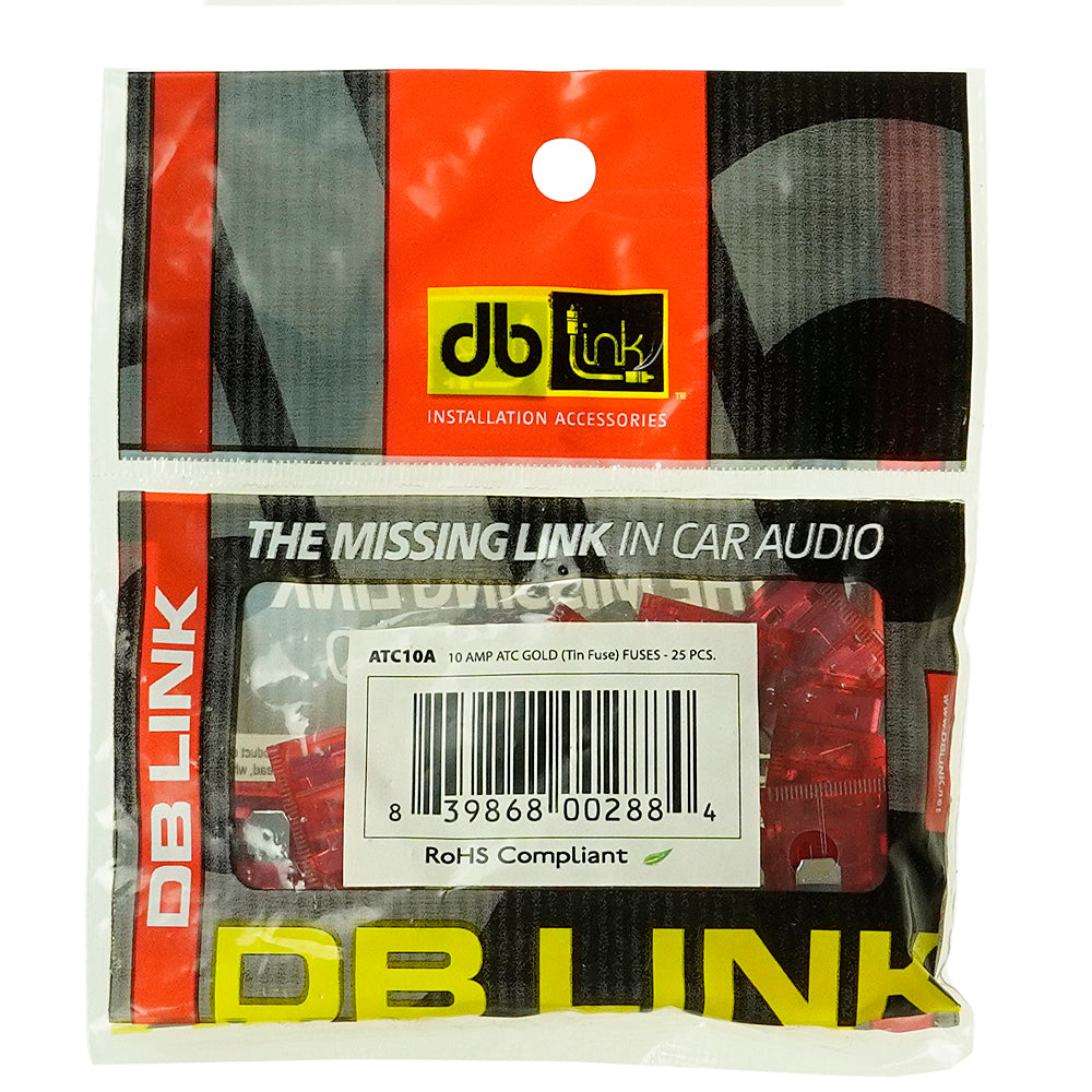 DB Link 10 Amp ATM Mini Fuse, 25-Pack of Fuses Great For Car/Marine Au